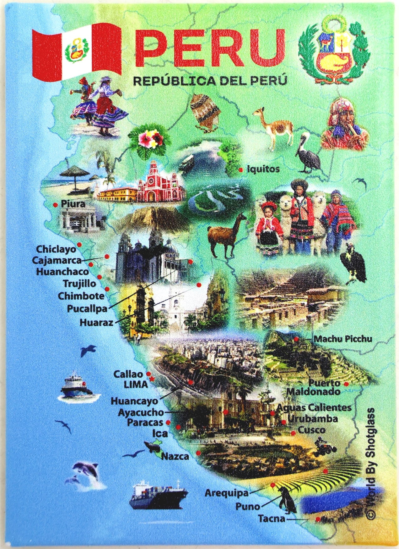 Peru Graphic Map and Attractions Souvenir Fridge Magnet 2.5" X 3.5 ...
