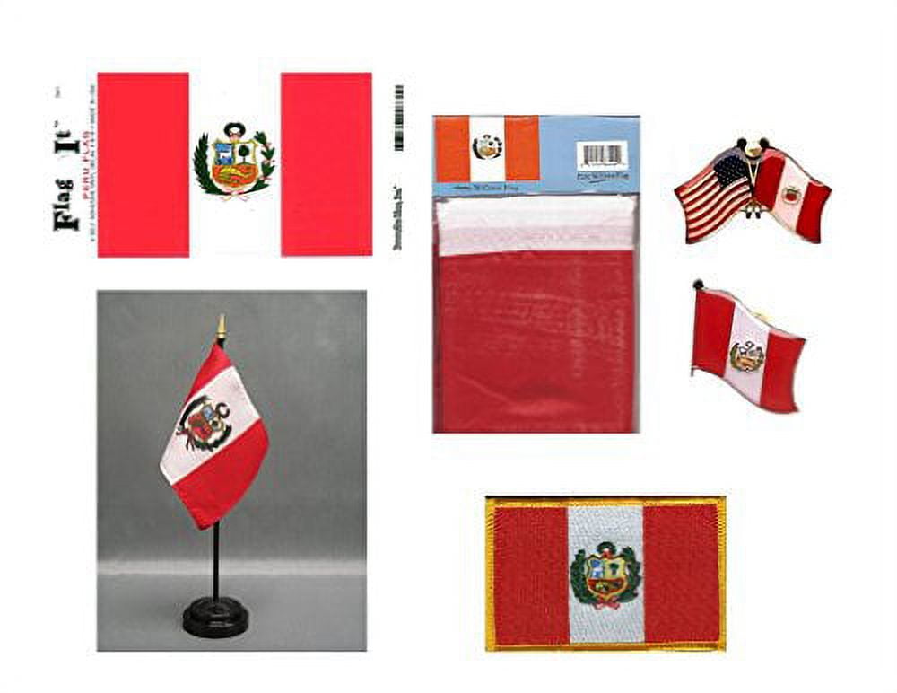 Peru Heritage Flag Pack - Includes a Peruvian 3x5' Flag, Vinyl Flag ...