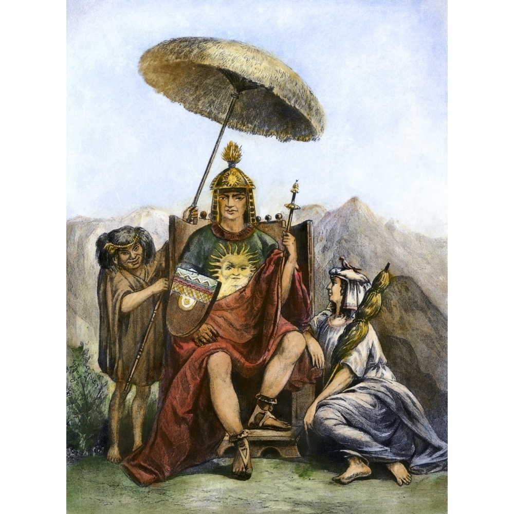 Peru Inca King. Nan Inca King Of Peru On His Throne With His Wife And ...