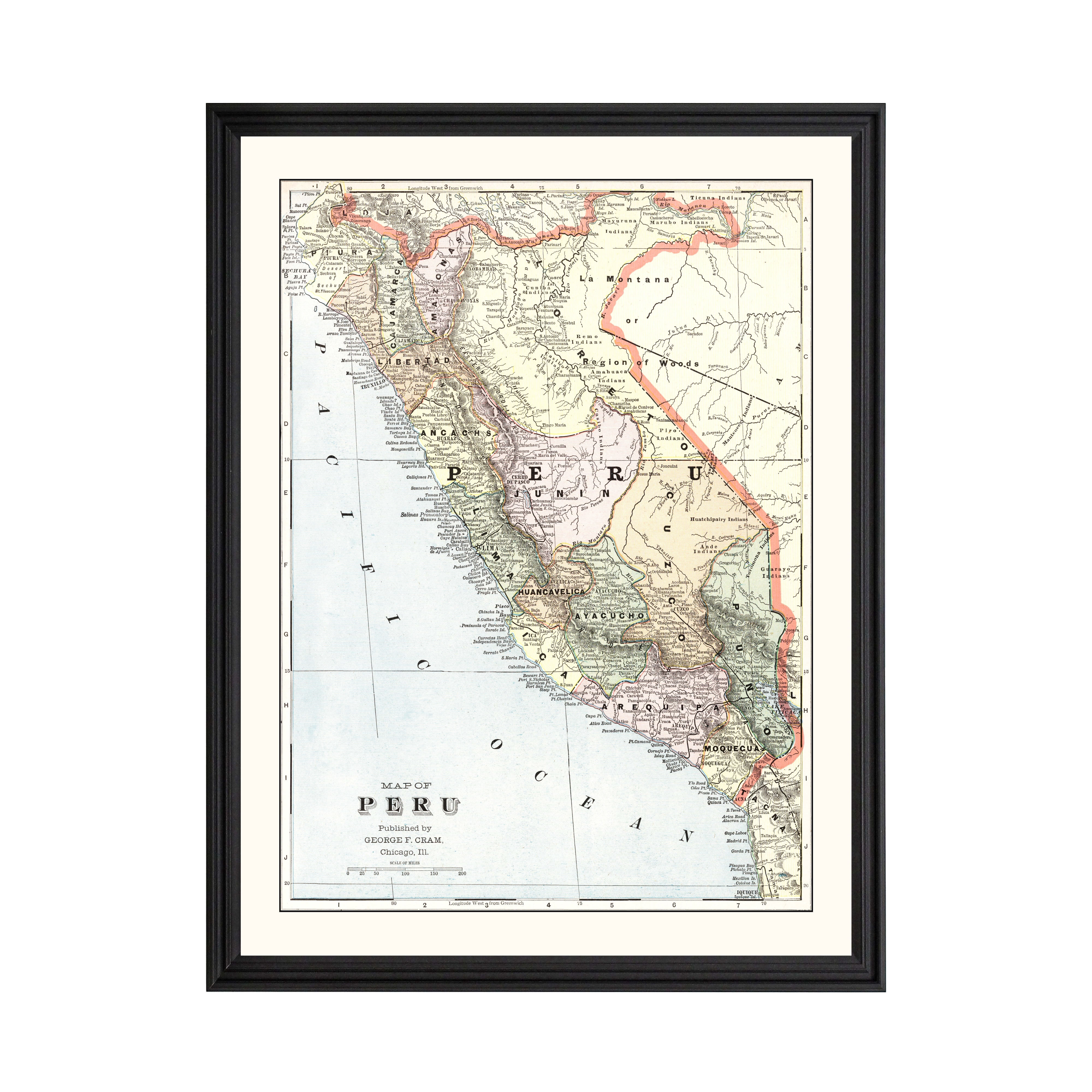Peru Map, 1901 Vintage Map of Peru History Wall Decor Gift, Old Peru ...