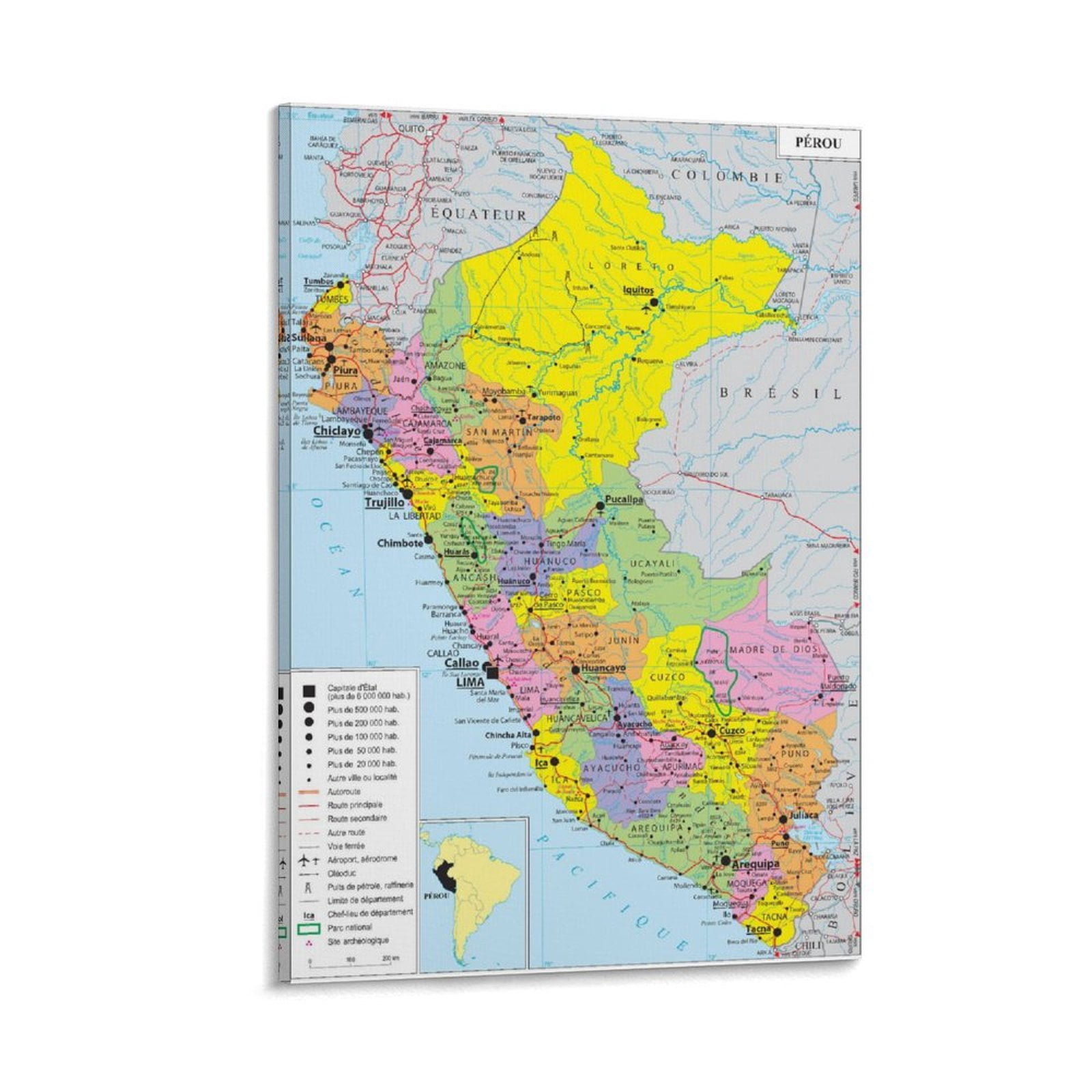 Peru Map Posters Canvas Wall Art Poster Decorative Bedroom Modern Home ...