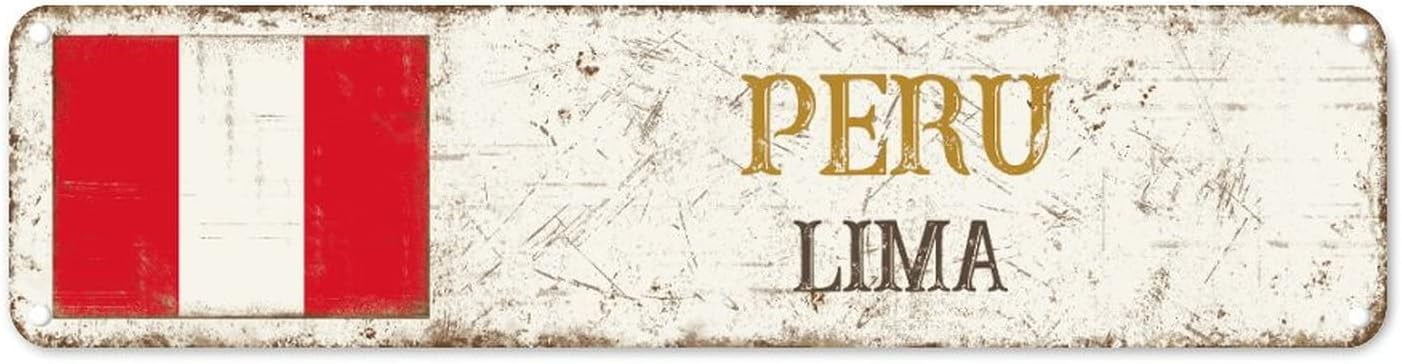 Peru Metal Sign Lima Aluminum Metal Sign Patriotic Flag Country ...
