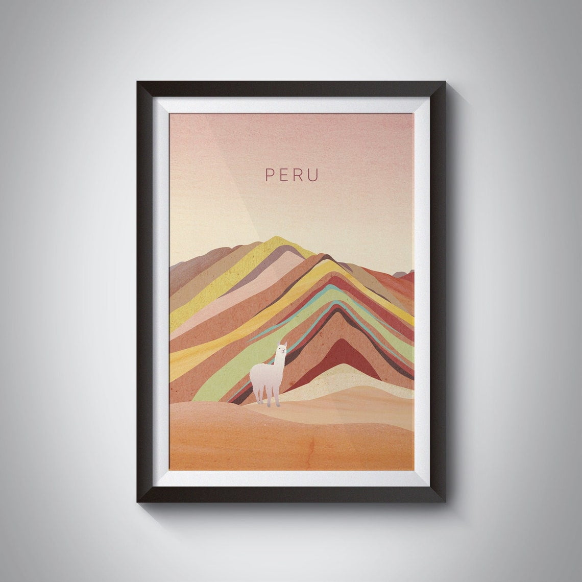 Peru Minimal Travel Poster, Cusco, Rainbow Mountains, Alpaca, Peruvian ...