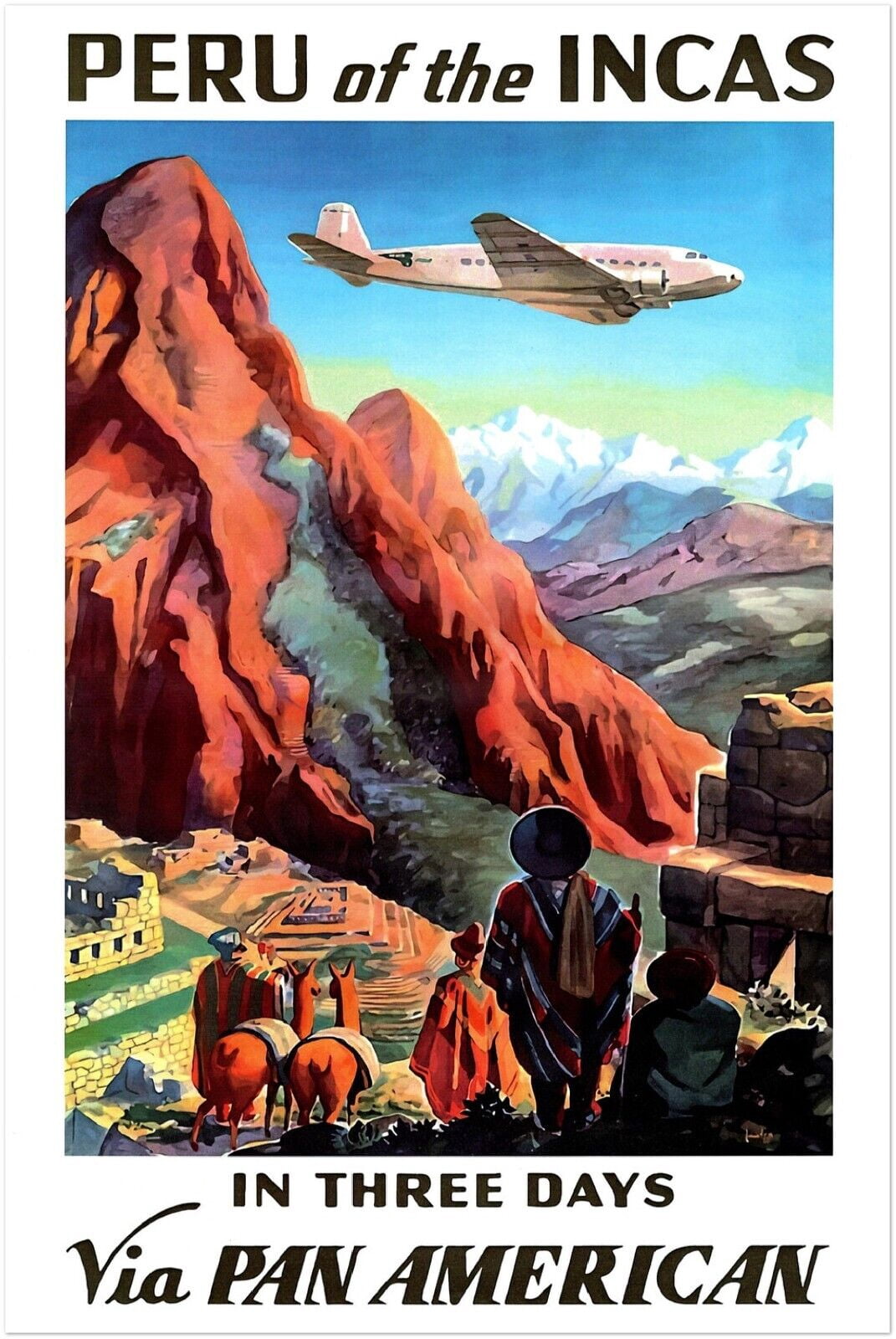 Peru - Pan American - Pan Am - Airline Vintage Travel Poster ...