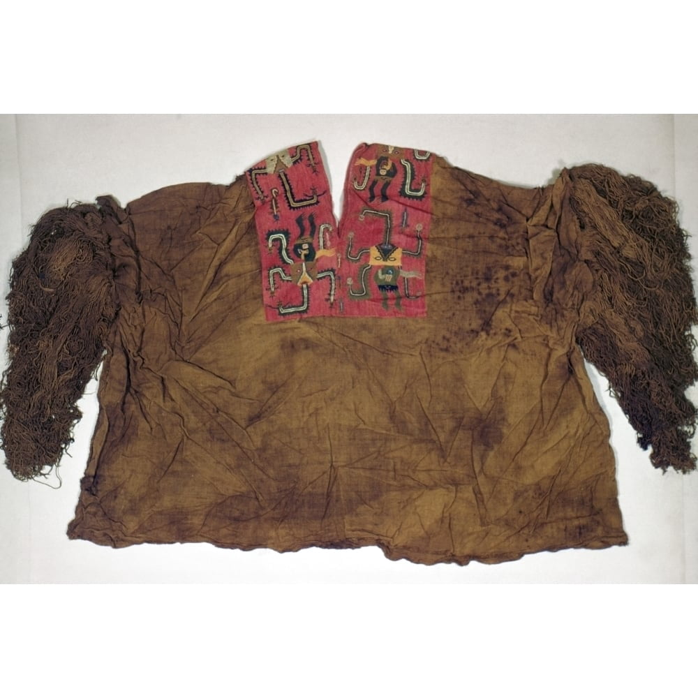 Peru Paracas Poncho. Ncotton Poncho Shirt With Neck Embroidered With ...