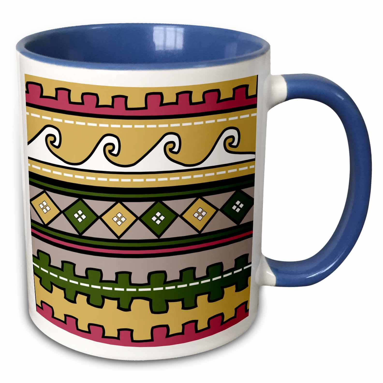3drose, Peru Pattern - Waves Diamonds and Stripes - Tan Yellow Brown ...