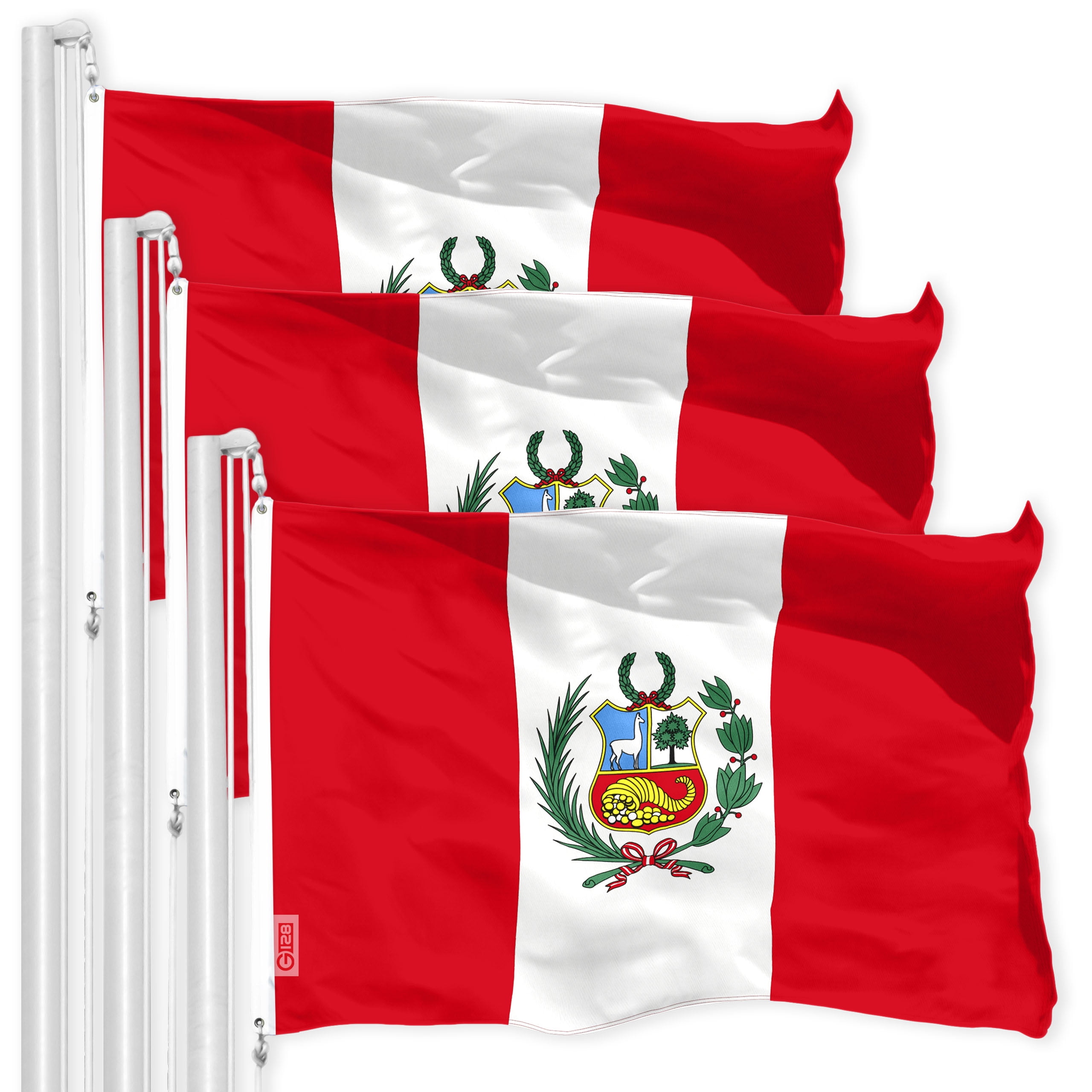 Peru Peruvian Flag 3x5FT 3-Pack 150D Printed Polyester By G128 ...