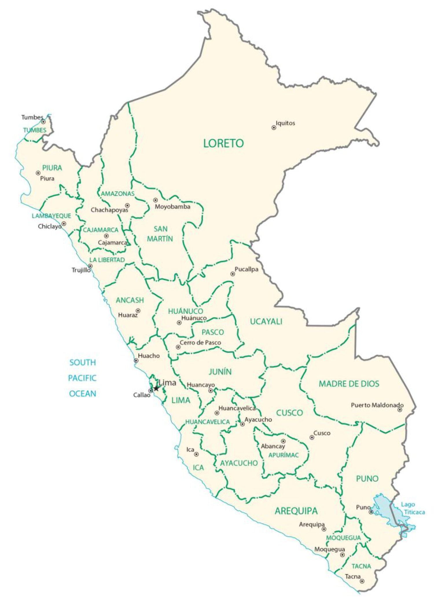 Peru Regions Province Map GLOSSY POSTER PICTURE PHOTO PRINT BANNER ...