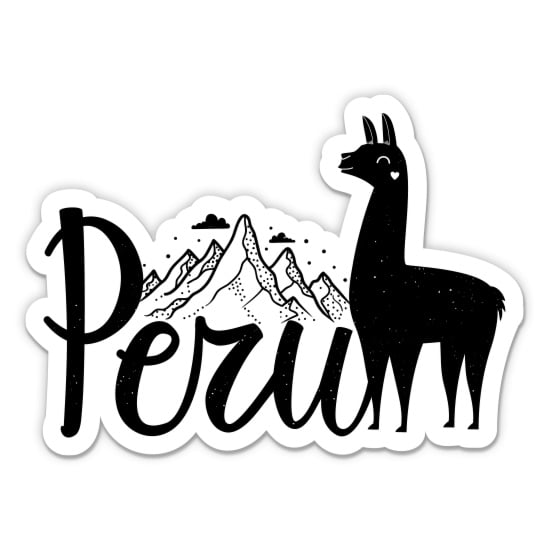 Peru Travel Machu Pichu Llama - 5" Vinyl Sticker - For Car Laptop I-Pad ...