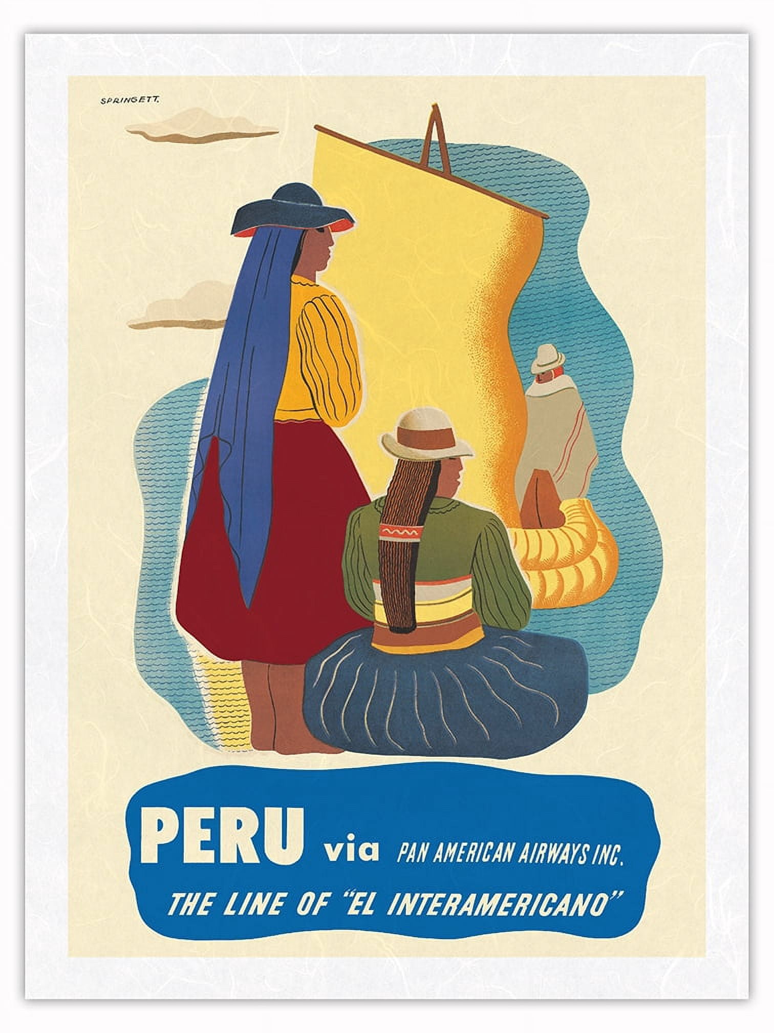 Peru - via Pan American World Airlines - Vintage Airline Travel Poster ...
