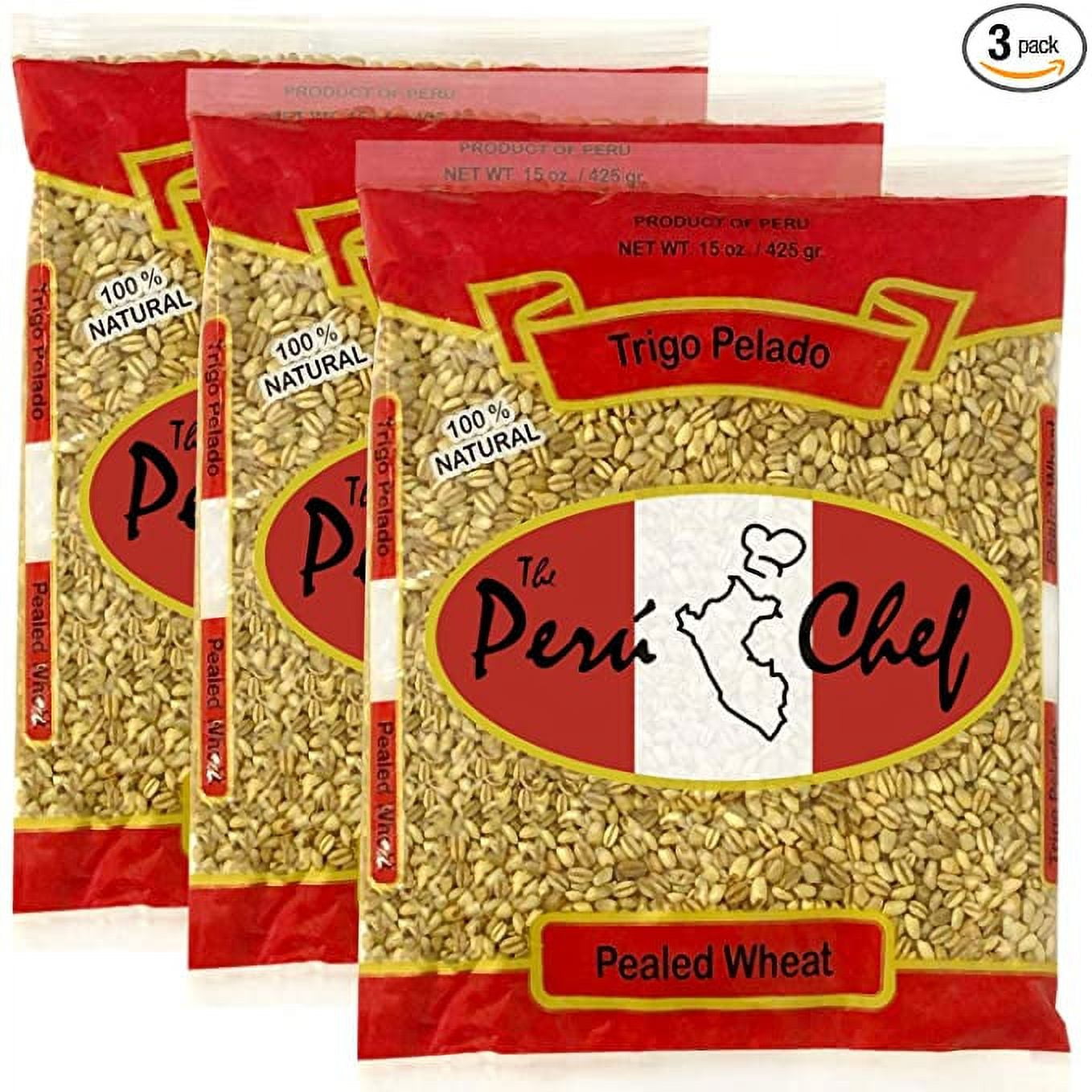 Peruchef Trigo Pelado de Peru 15 oz | Peeled Wheat 3 Pack - Walmart.com