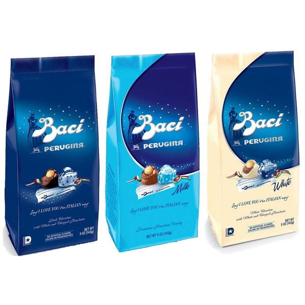 Perugina Baci Variety Pack Origianl Dark, Milk & White Chocolate 5 oz ...