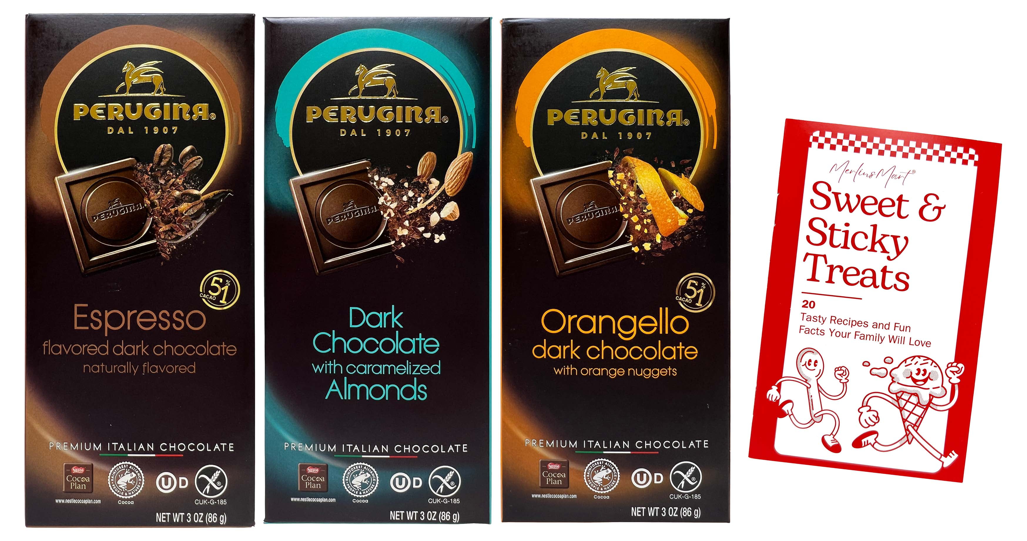 Perugina Chocolate Bars - 3 flavors - 1 each: Dark Chocolate ...