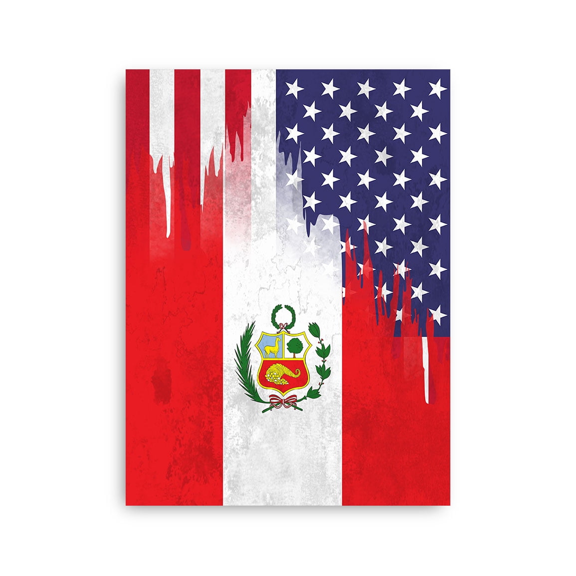 Peruvian American Flag Wall Art Friendship USA Peru Roots Poster ...