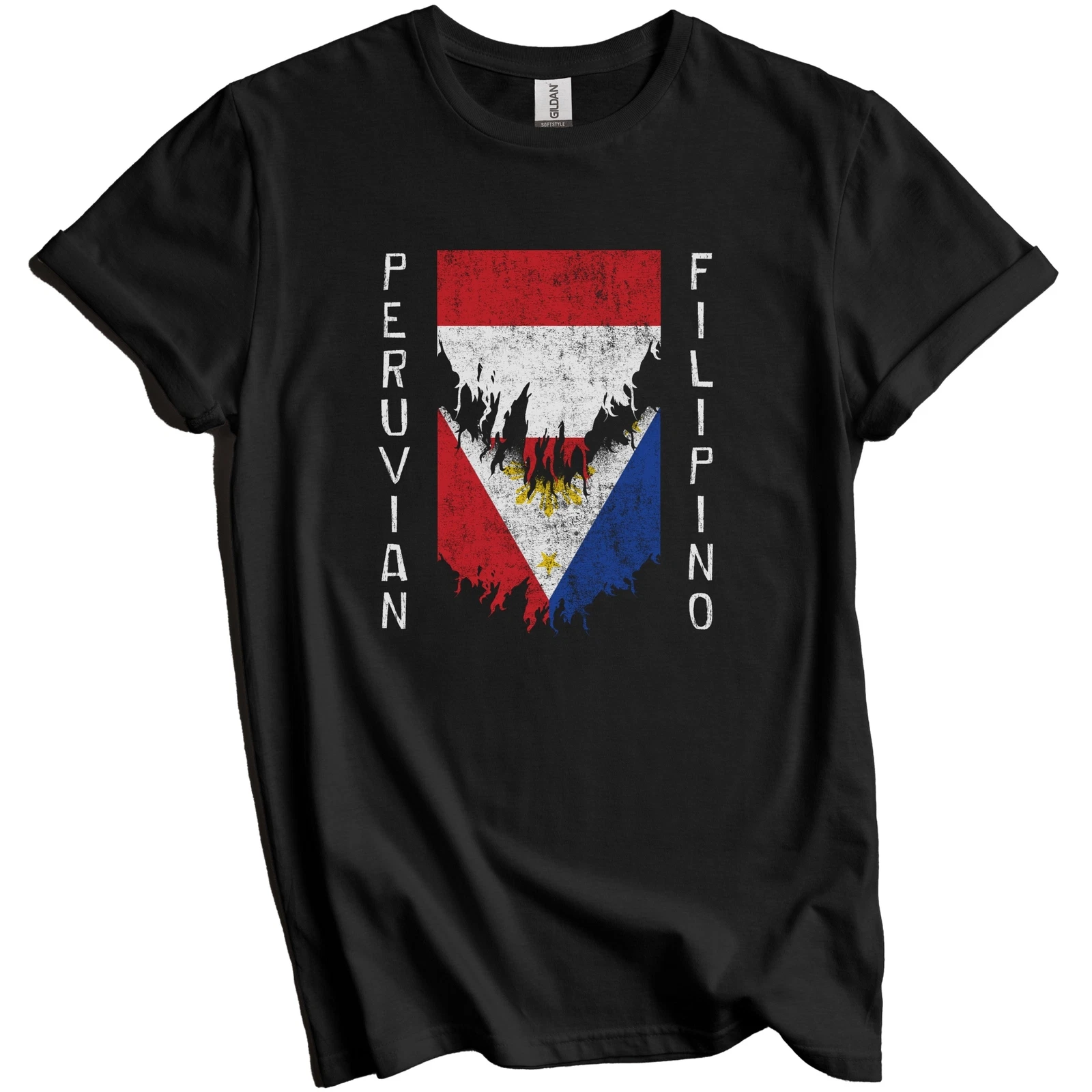 Peruvian Filipino Flags Ripped Torn Peru Philippines T-Shirt - Walmart.com