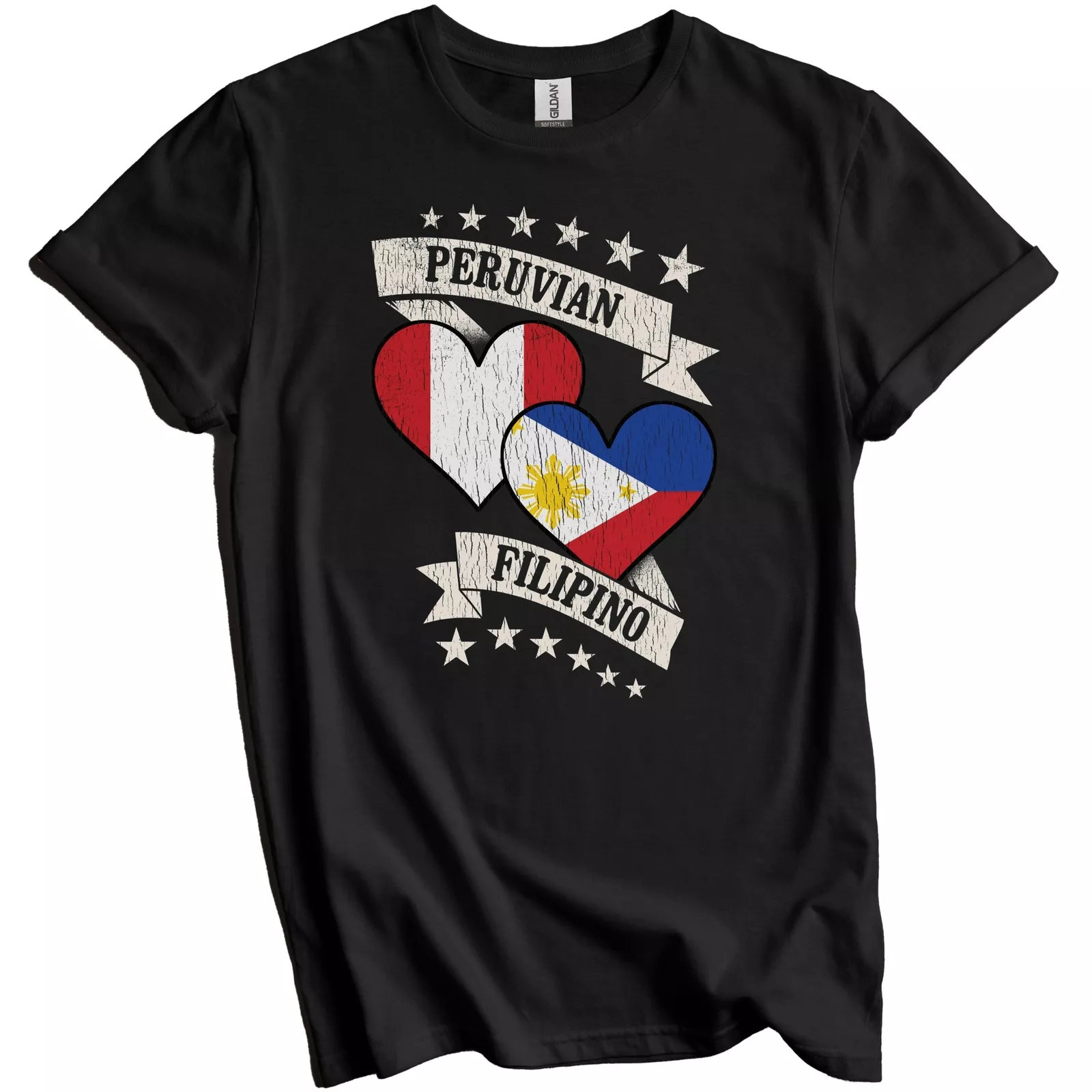 Peruvian Filipino Heart Flags Peru Philippines T-Shirt - Walmart.com