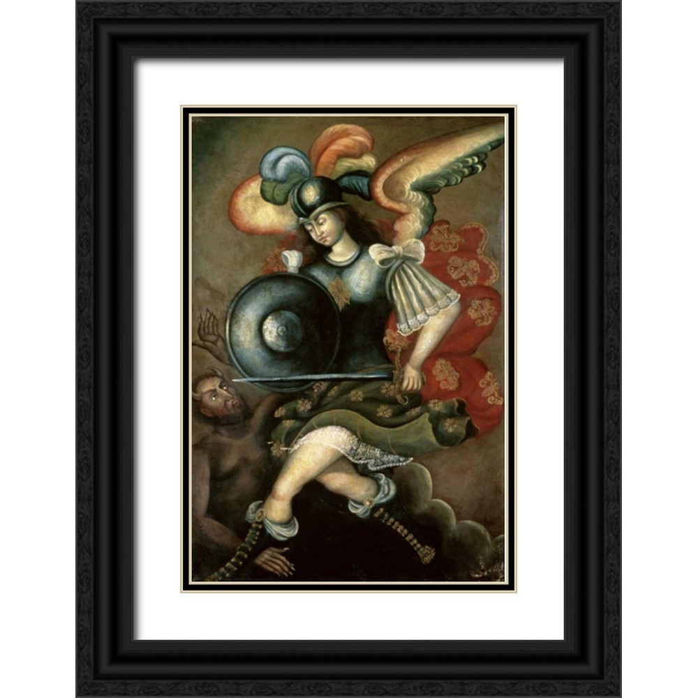 Peruvian School 17x24 Black Ornate Wood Framed with Double Matting ...