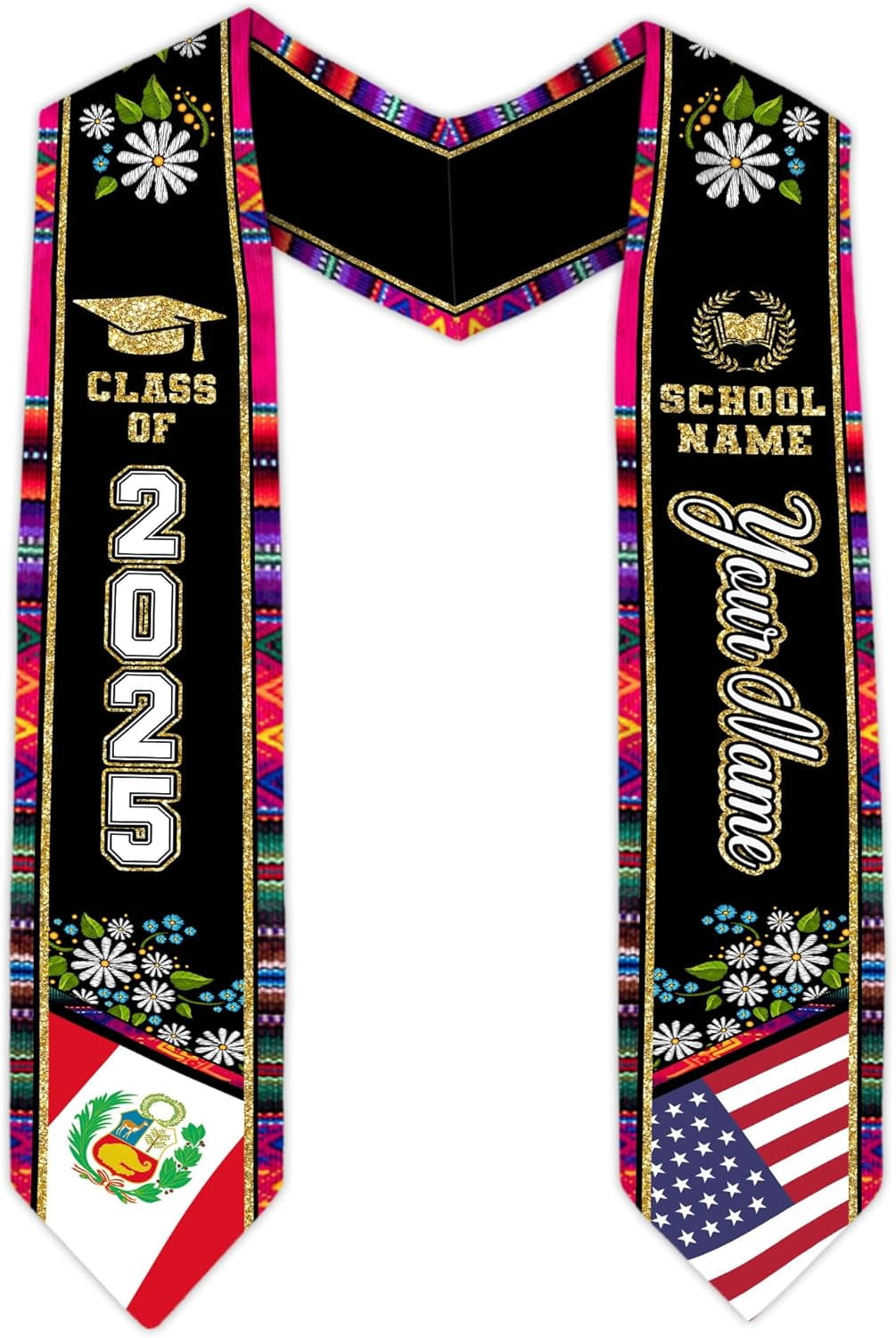Peruvians Graduation Sash, Peru Graduation Stole Custom Personalized ...