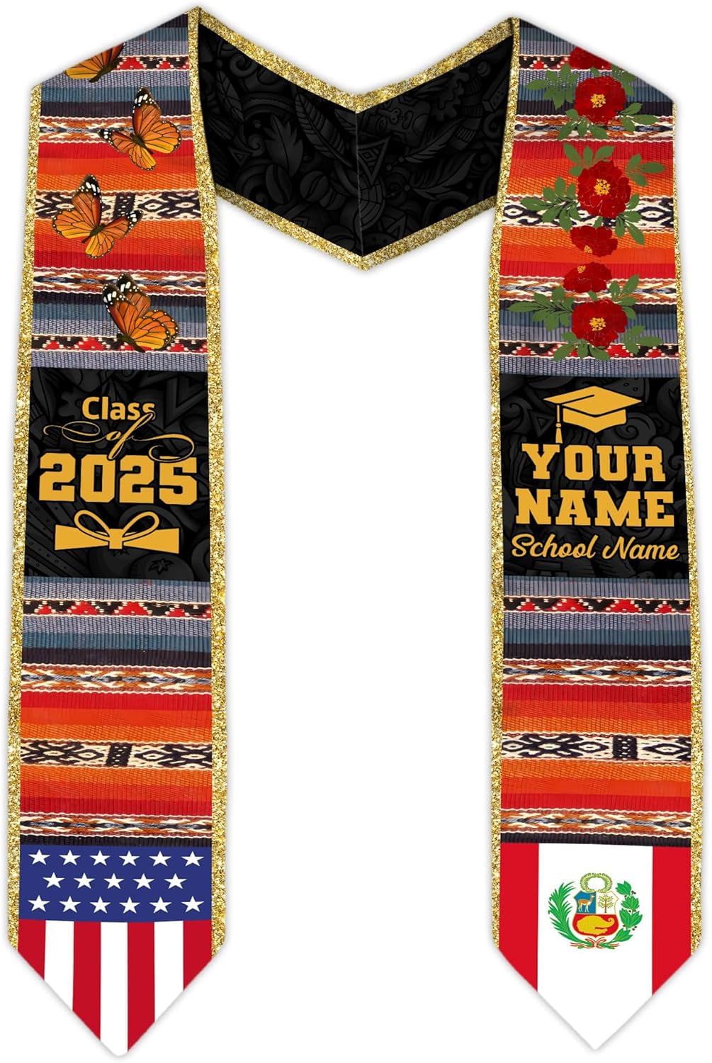 Peruvians Graduation Sash, Peru Graduation Stole Custom Personalized ...