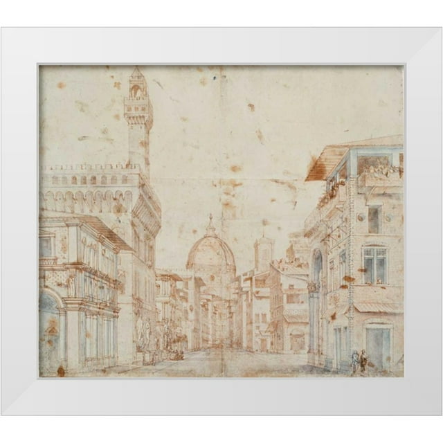Peruzzi Baldassare 13x12 White Modern Wood Framed Museum Art Print Titled Firenze Perspective