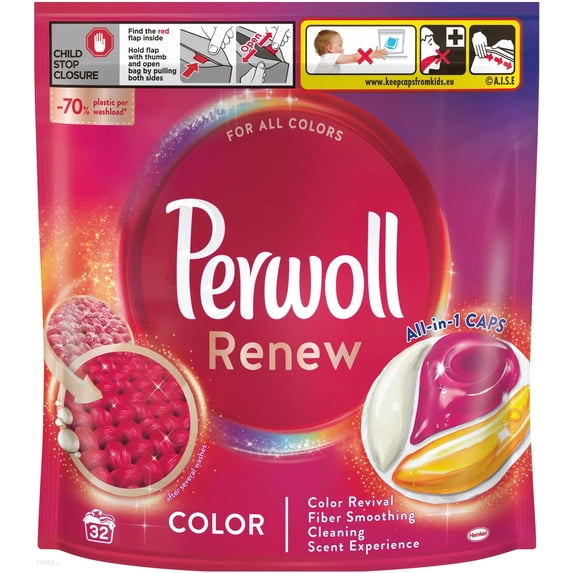 Perwoll Renew Color All-in-1 Laundry Detergent Caps - 1 bag/ 32 caps ...