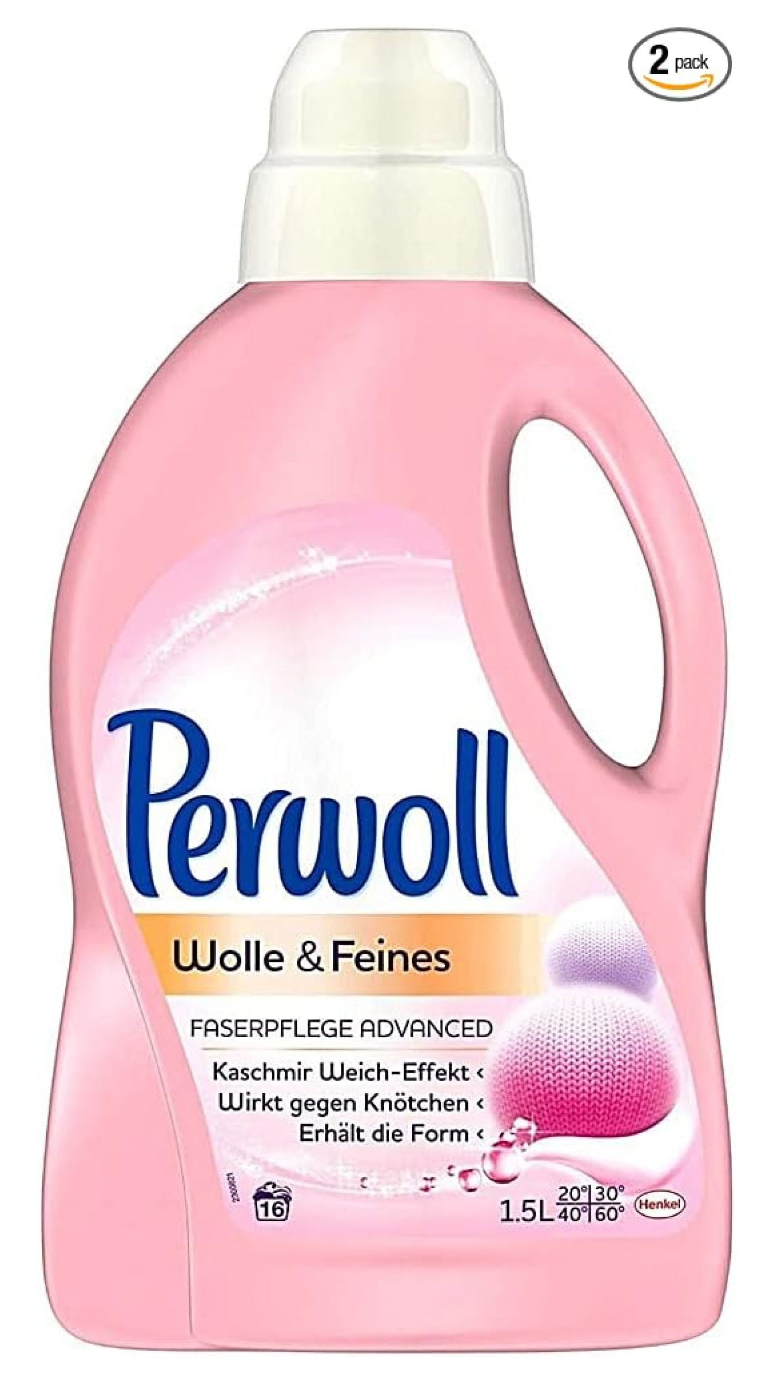 Perwoll Wool & Delicates Liquid Detergent 1.5L x 2 - Gentle Fabric Wash ...