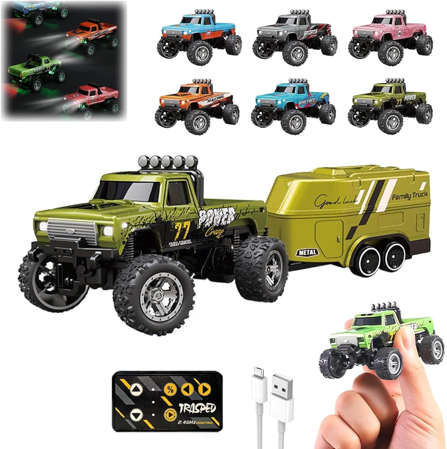 Peryfisoin Mini RC Monster Truck, Mini RC Monster Truck USBC ...