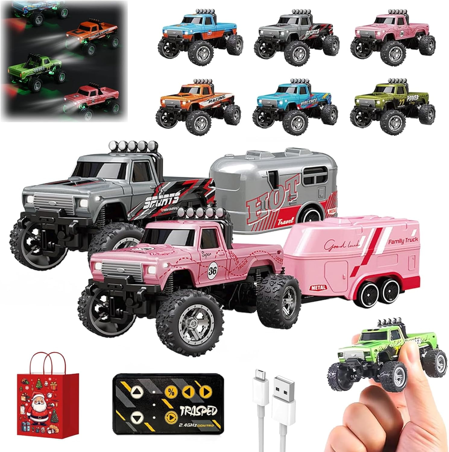 Peryfisoin Mini RC Monster Truck, Mini RC Monster Truck USBC ...