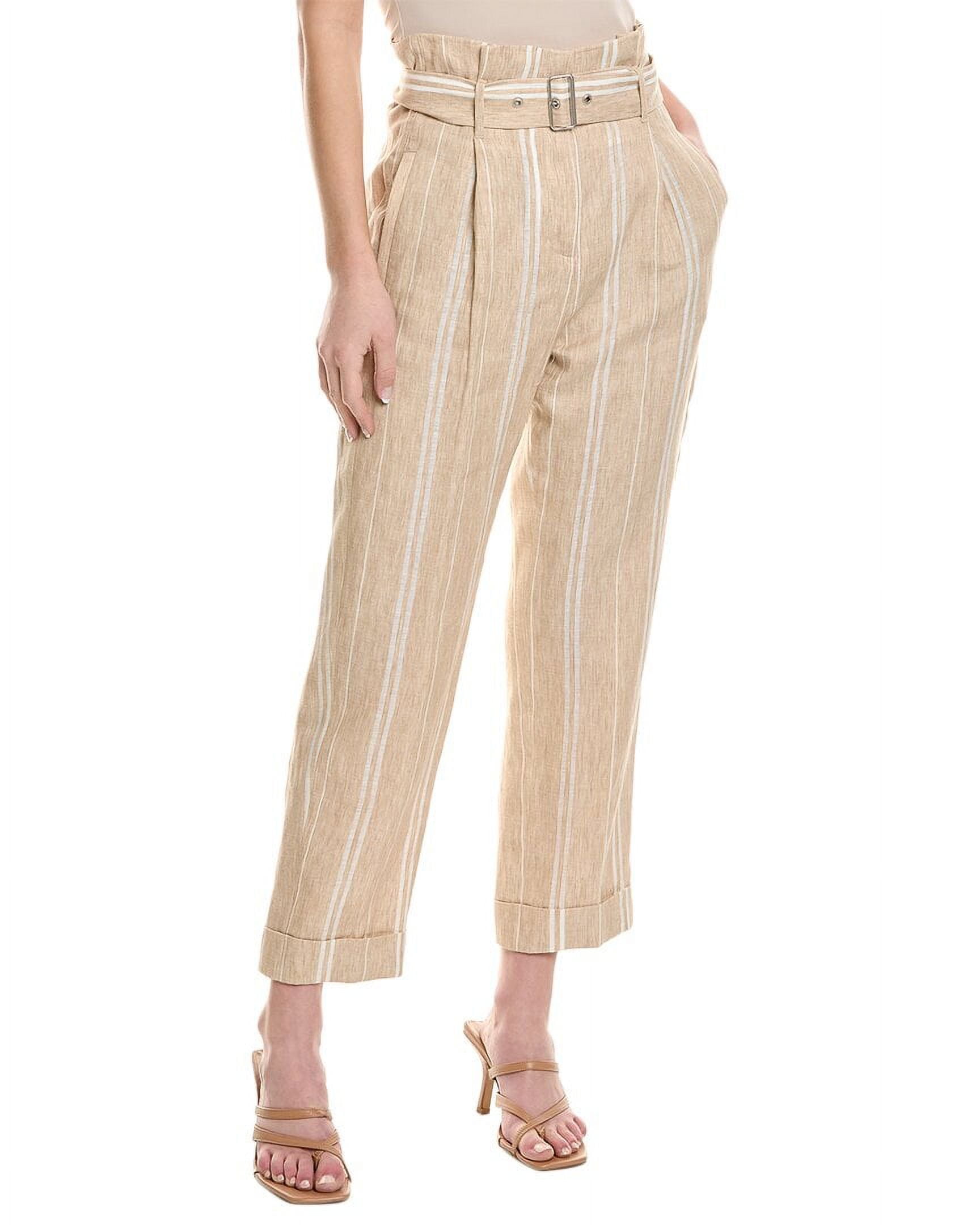 Peserico womens Paperbag Linen-Blend Pant, 38, Brown - Walmart.com