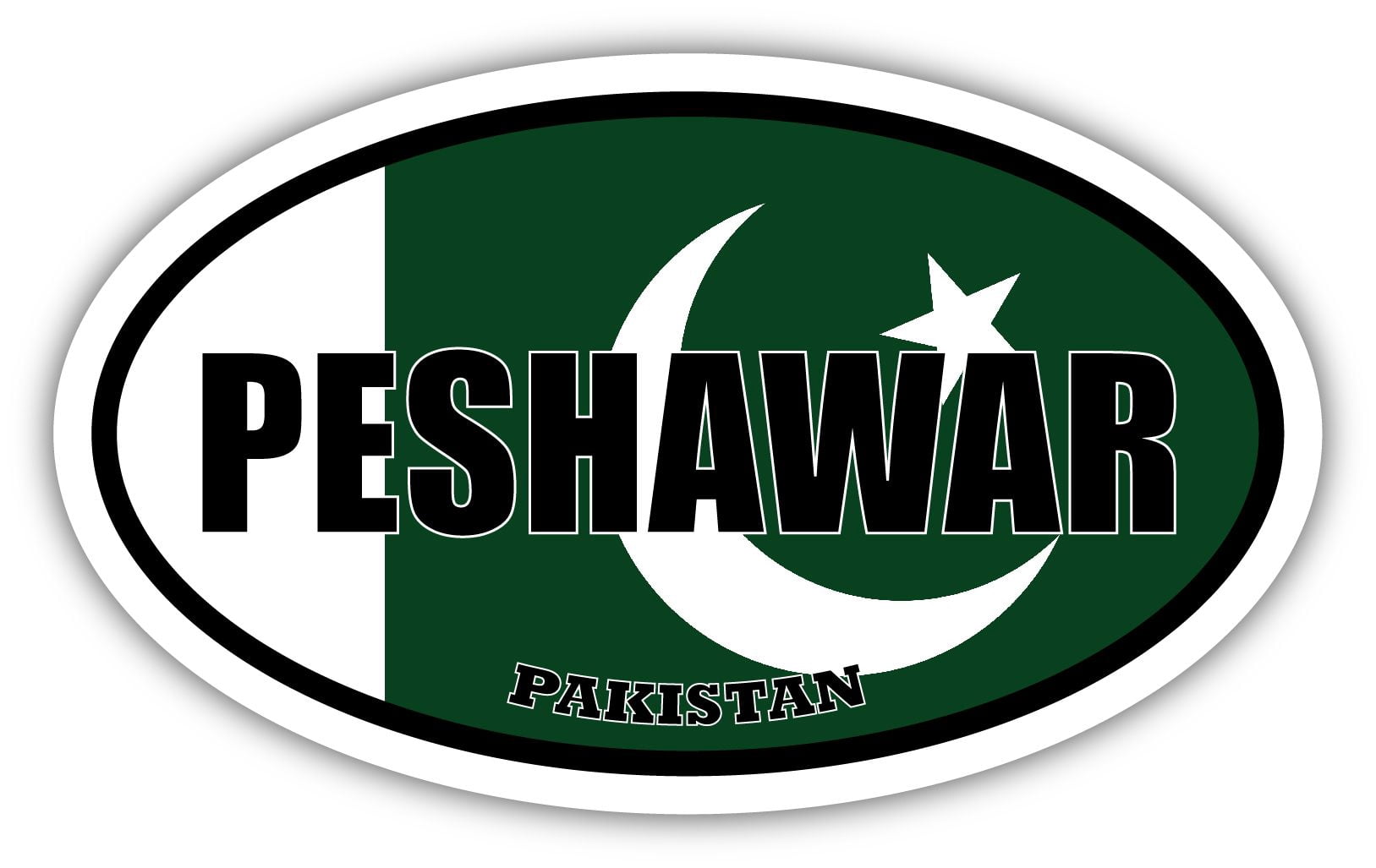 Peshawar Pakistan Flag Oval Decal Vinyl Bumper Sticker 3x5 inches ...