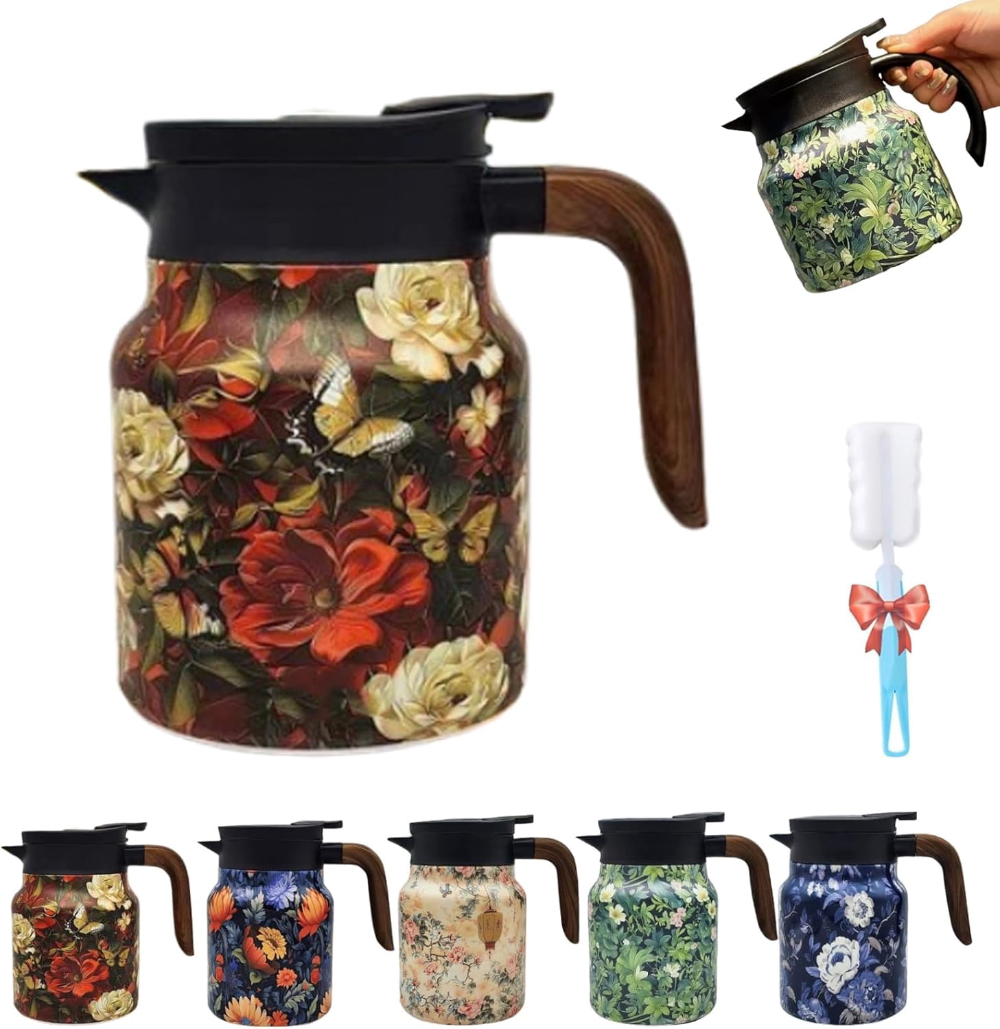 Peshoriadam Teapot, Peshoriadam Tea Thermos, Vintage Floral Pattern Tea ...