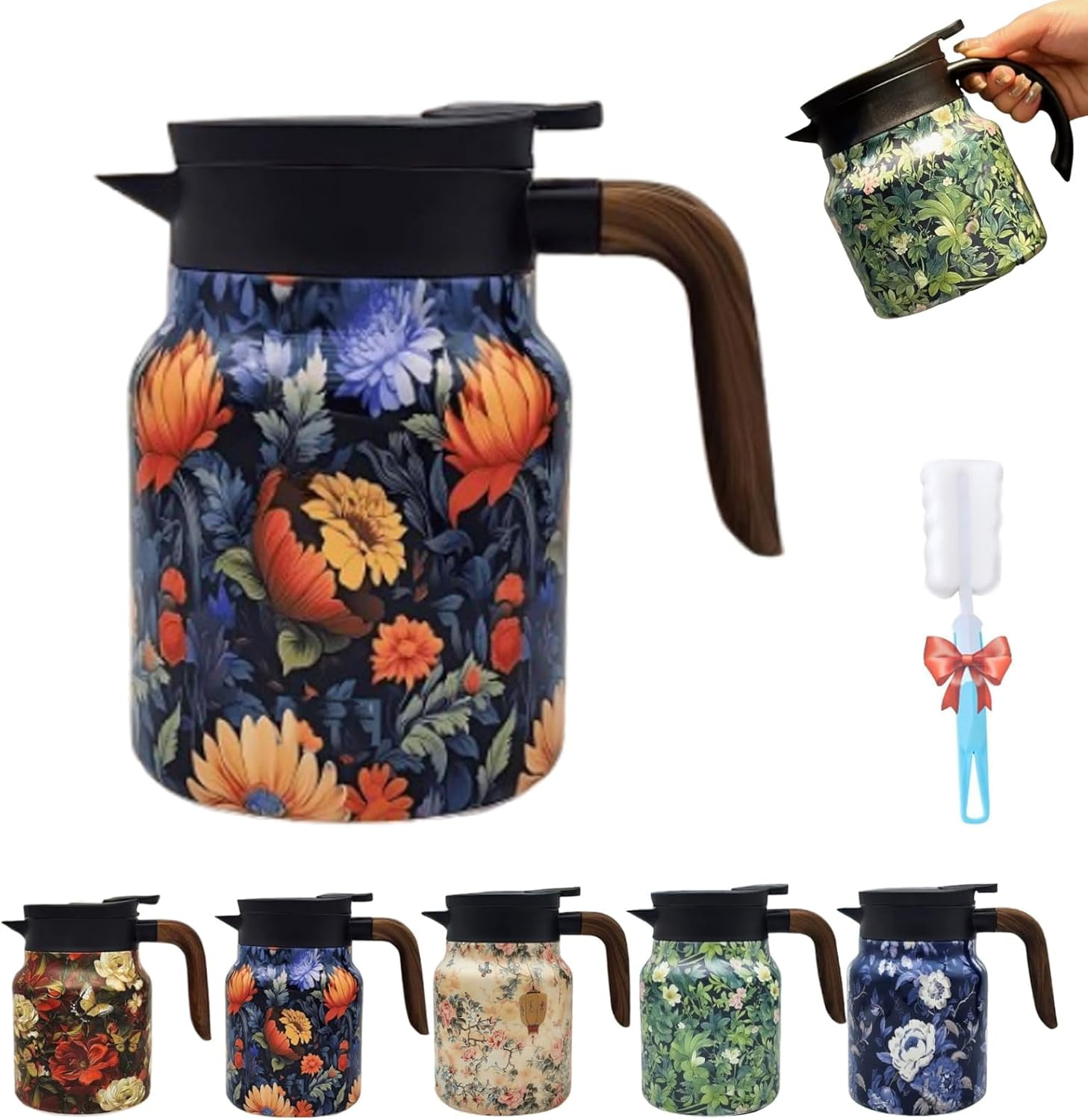 Peshoriadam Teapot, Peshoriadam Tea Thermos, Vintage Floral Pattern Tea ...