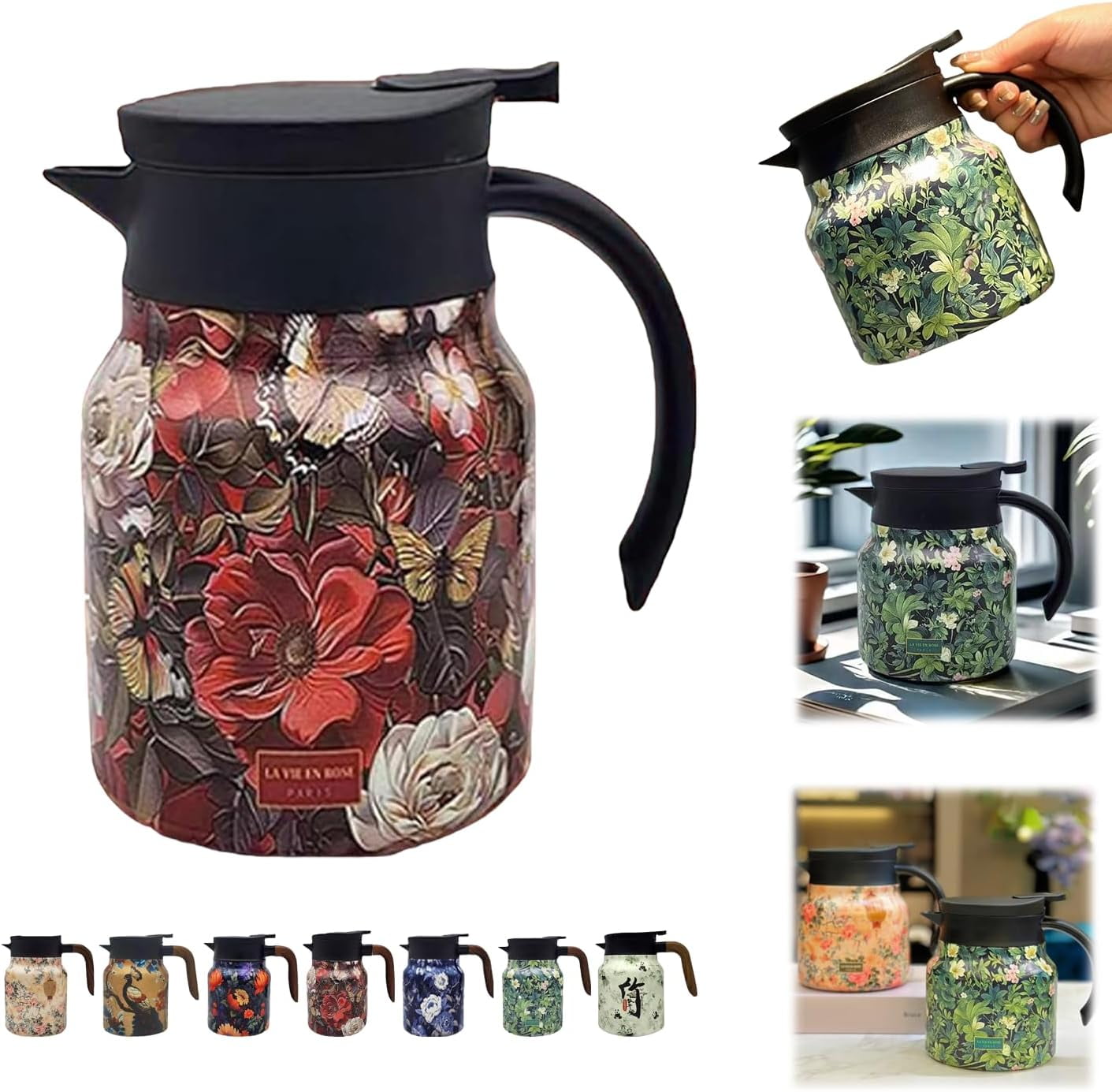 Peshoriadam tea pot, Raidley Vintage Floral Pattern Tea Thermos Built ...