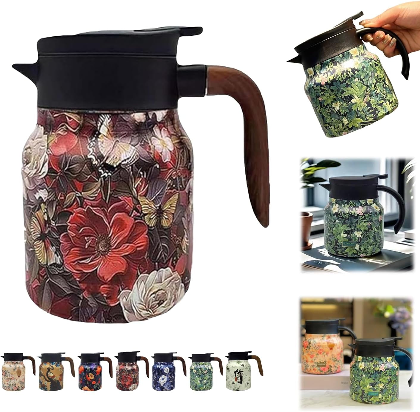 Peshoriadam tea pot, Raidley Vintage Floral Pattern Tea Thermos Built ...