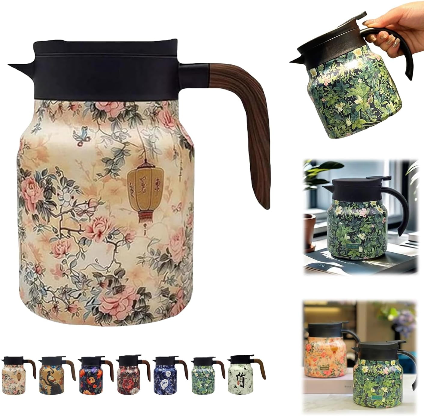 Peshoriadam tea pot, Raidley Vintage Floral Pattern Tea Thermos Built ...