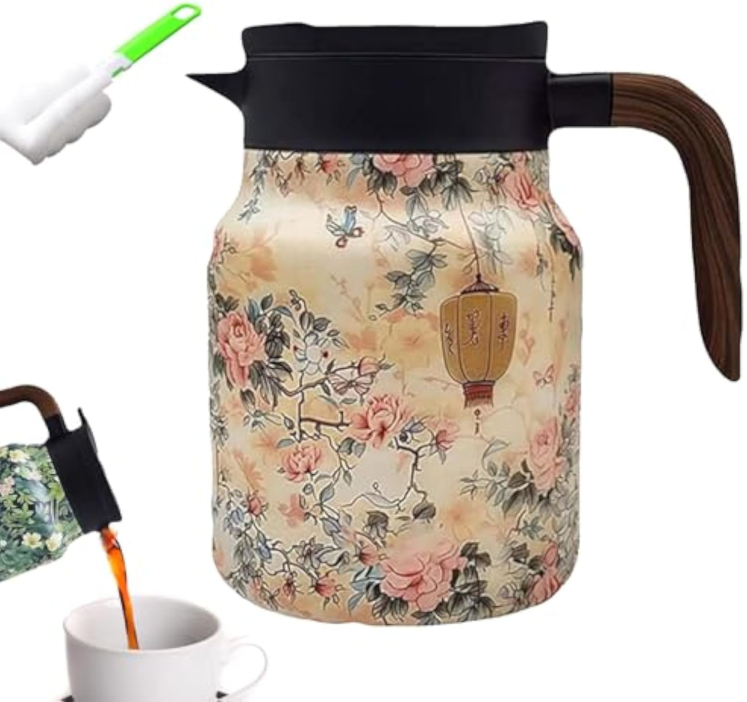 Peshoriadm Teapot, Thermal Teapot with Infuser, 1000ml Vintage Floral ...