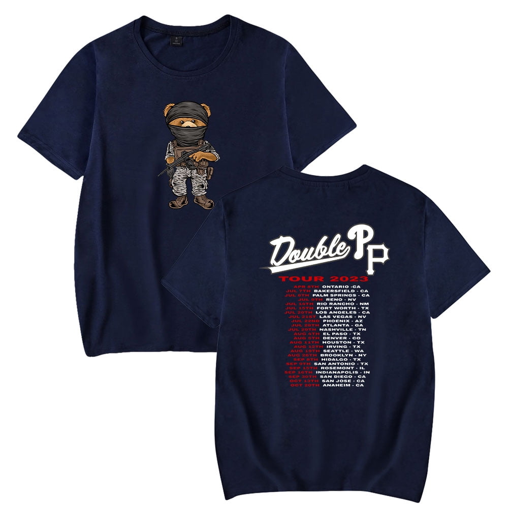 Peso Pluma Double PP Tour 2023 T-shirt Peso Bear Merch Crewneck Short ...