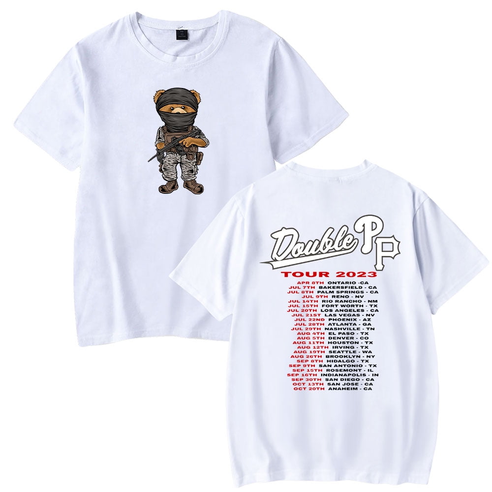 Peso Pluma Double PP Tour 2023 T-shirt Peso Bear Merch Crewneck Short ...