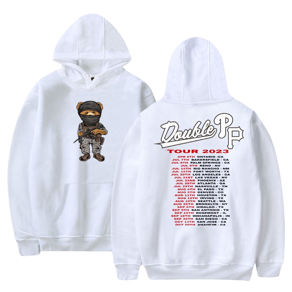 Peso Pluma Double PP Tour Hoodie 2023 Peso Bear Merch Women Men Hip Hop ...