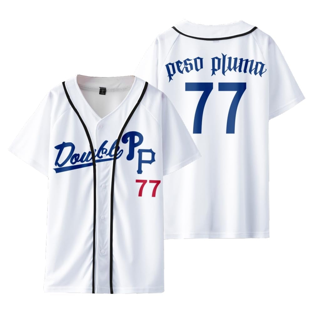Peso Pluma Double PP Tour Merch Baseball Jersey T-shirt V-Neck Short ...
