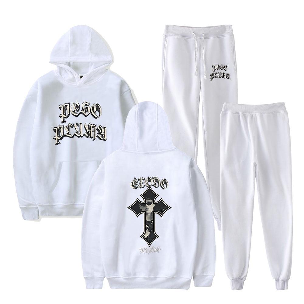 Peso Pluma Exodo Cross Hoodie Suit Pocket Drawstring 2 Pieces Sets ...