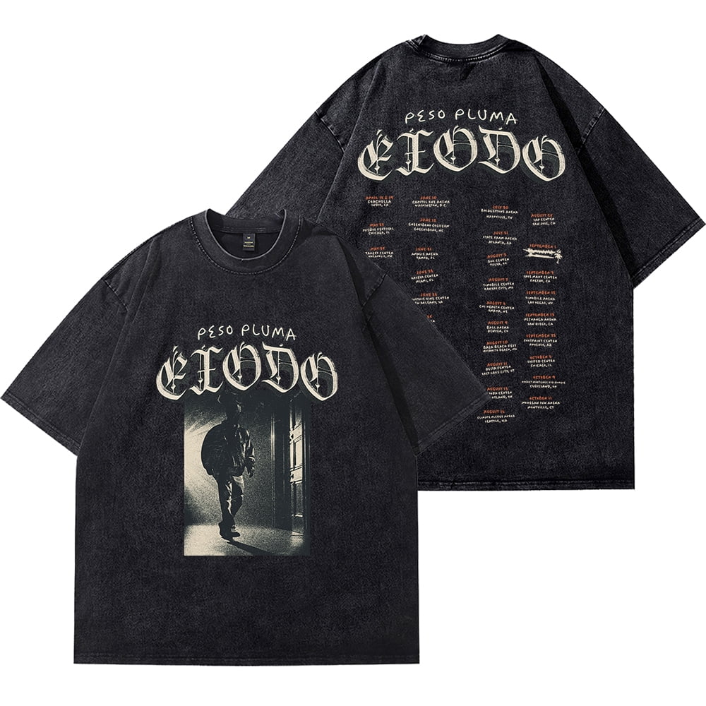 Peso Pluma Exodo Tour Merch Vintage Wash Tee Summer Fashion Streetwear ...