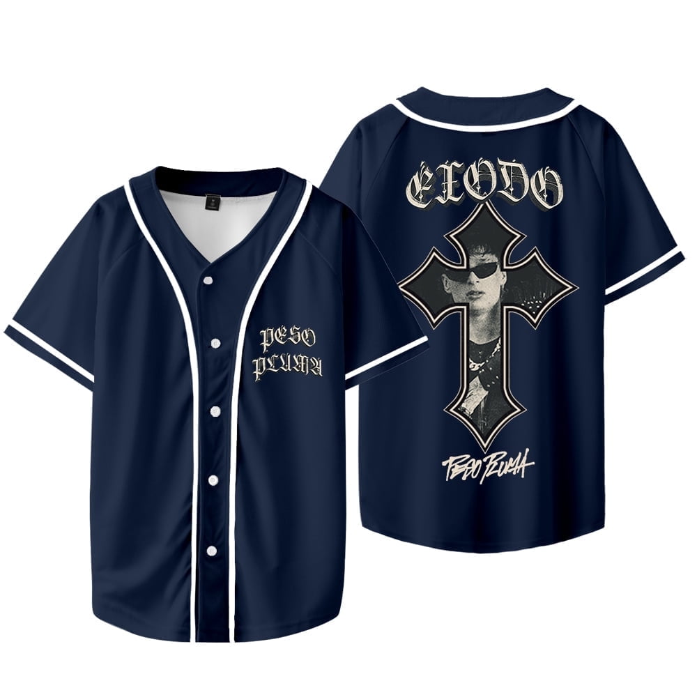 Peso Pluma Merch 2024 Exodo Cross Baseball Jersey Short Sleeve T-shirts ...