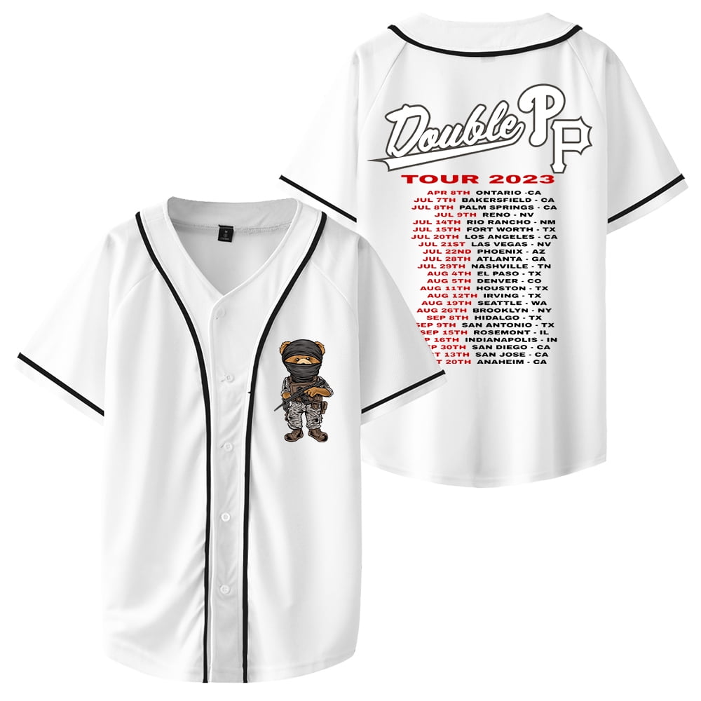 Peso Pluma Peso Bear Double PP Tour Merch Baseball Jersey Shirt Women ...