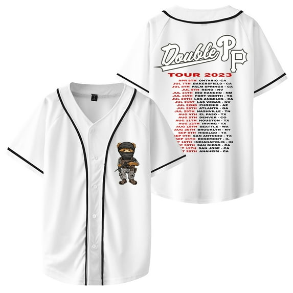 Peso Pluma Peso Bear Double PP Tour Merch Baseball Jersey Shirt Women ...