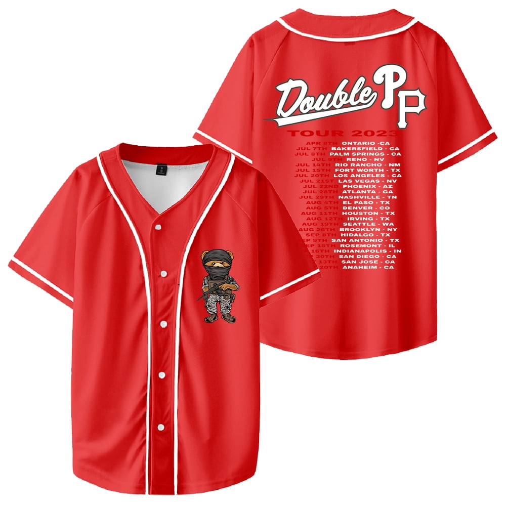 Peso Pluma Peso Bear Double PP Tour Merch Baseball Jersey Shirt Women ...