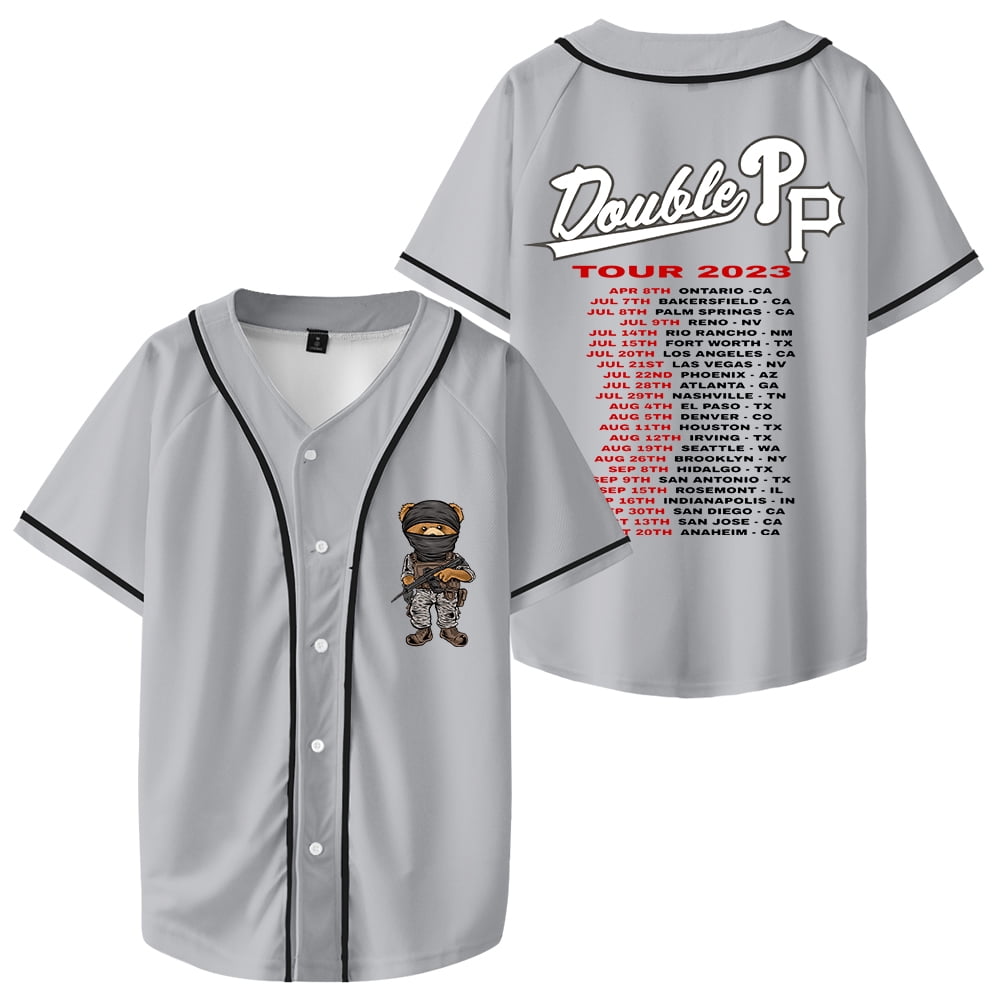 Peso Pluma Peso Bear Double PP Tour Merch Baseball Jersey Shirt Women ...