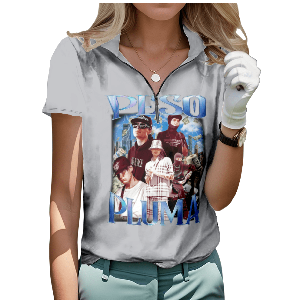 Peso Pluma Standing Neck Golf Women's Short Sleeved Shirt Musician ...