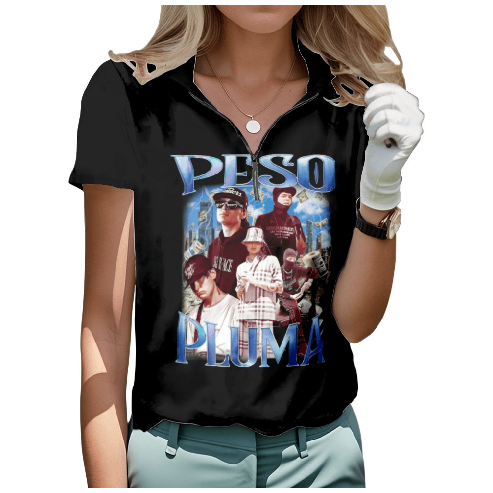 Peso Pluma Standing Neck Golf Women's Short Sleeved Shirt Musician ...