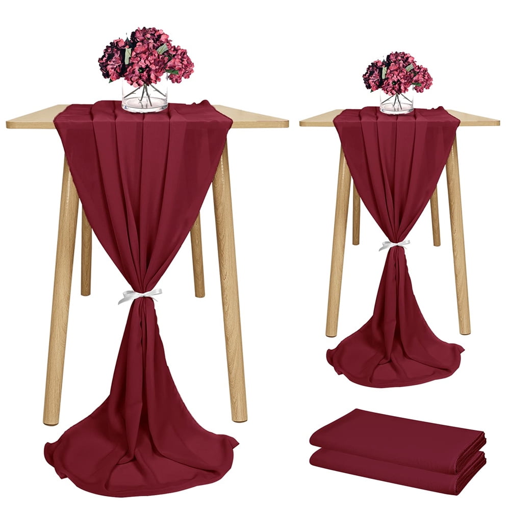 Pesonlook 2 Pcs Chiffon Table Runner 28x120 Inches Romantic Wedding ...